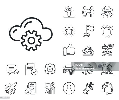Vetores De Ícone Da Linha Do Processo De Computação Em Nuvem Sinal De