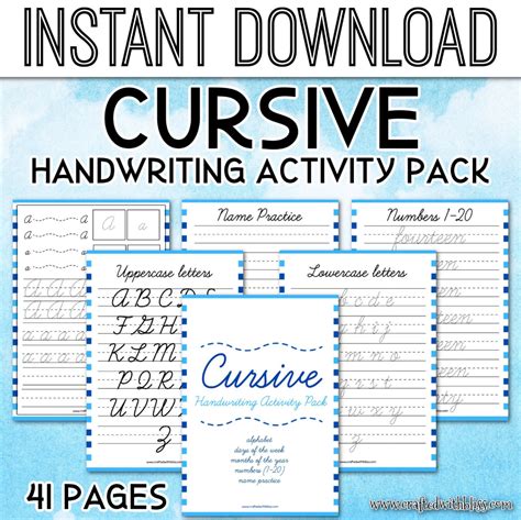 Cursive Pack Handwriting Activities Etsy Cursive Practice Cursive