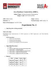 Vaibhav Java Worksheet Mca Docx Java Database Connectivity JDBC Subject Name