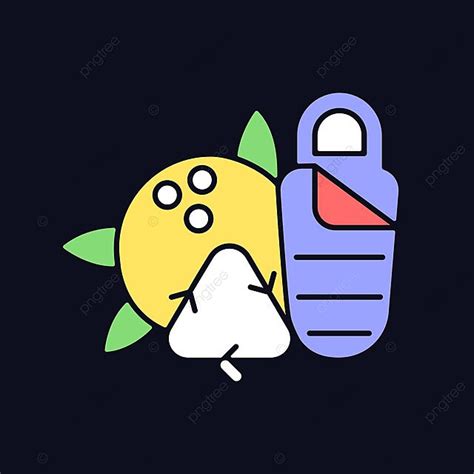 Coconut Shell Sleeping Bag Icon In Rgb Colors For Darkthemed Design