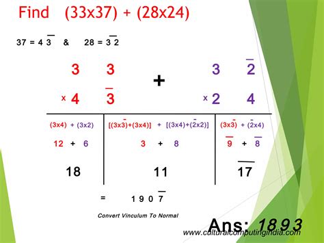 Vedic Mathematics Combined Operation Sum And Product Of Numbers Ppt