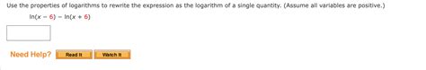 Solved Use The Properties Of Logarithms To Rewrite The Chegg