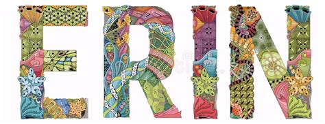Female Name Erin Vector Decorative Zentangle Object Stock Vector