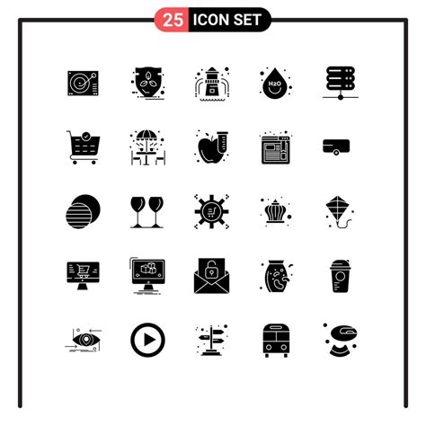 Set Of 25 Modern Ui Icons Symbols Signs For Network Water Shield Ho