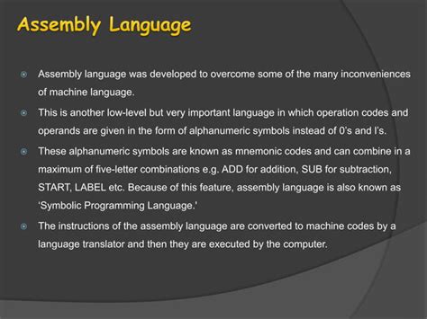 Features Of Machine Language Assembly Language High Level Language And Their Advantages