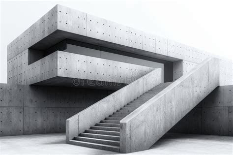 Minimalist Concrete Architecture With Geometric Design And Staircase Modern Urban Aesthetic