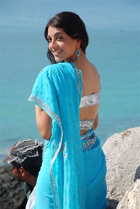 Kajal Agarwal Spicy In Blue Saree Pics Beautiful Indian Actress Cute