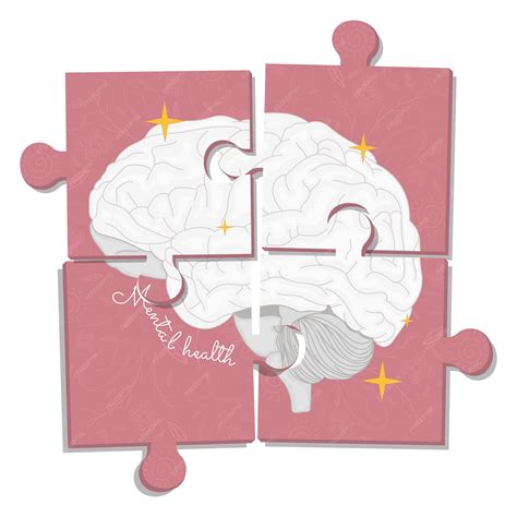 퍼즐 조각에 뇌의 스케치 정신 건강 개념 벡터 프리미엄 벡터