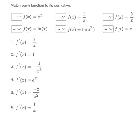 Solved Match each function to its derivative. | Chegg.com