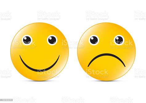 Happy And Sad Face Button Vector Illustration Stock Illustration