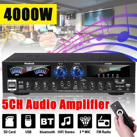 Sunbuck 5ch Hifi Power Amplifiers Stereo Bluetooth 51 Home Audio Digital Sound Amplifier Bass