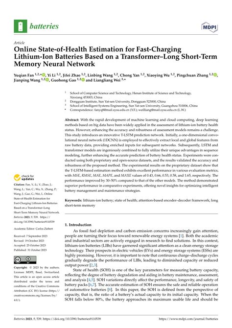 Pdf Online State Of Health Estimation For Fast Charging Lithium Ion