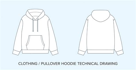 Premium Vector Hoodie With Pockets Technical Drawing Apparel