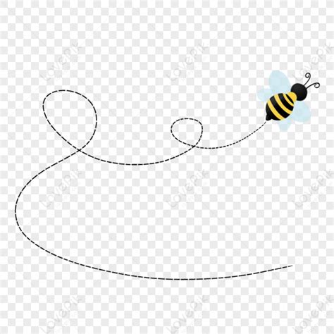 Bee Flight Path Dotted Line Flying With Wings Cute Buzzing Path