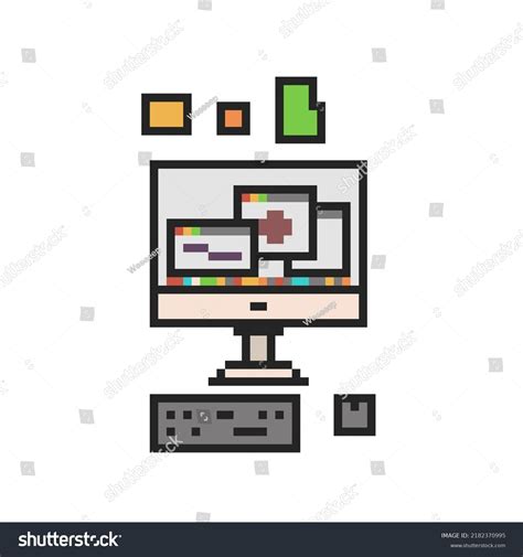 Computer Isolated Vector Illustration Pixel Art Stock Vector Royalty Free 2182370995