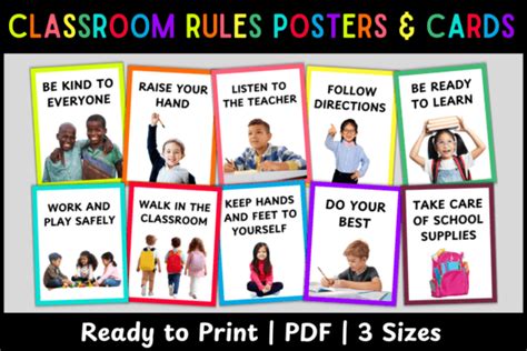 Bright Classroom Rules Posters And Cards Graphic By Tota Designs