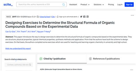 [citation Report] Designing Exercises To Determine The Structural Formula Of Organic Compounds