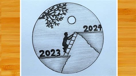 New Year Drawing 2024 New Year Drawing Happy New Year Drawing Easy