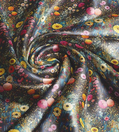 Multicolor Floral Print 5 Japan Satin Fabric