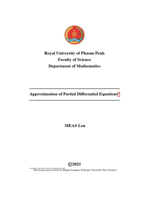Approximation Of Partial Differential Equations Meas Len Pdf