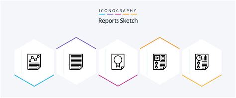 Reports Sketch 25 Line Icon Pack Including Page Data Paper Report