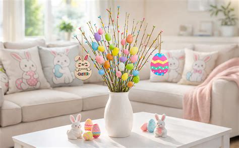 Kenjovivo Artificial Easter Spray Vine With Pastel Easter