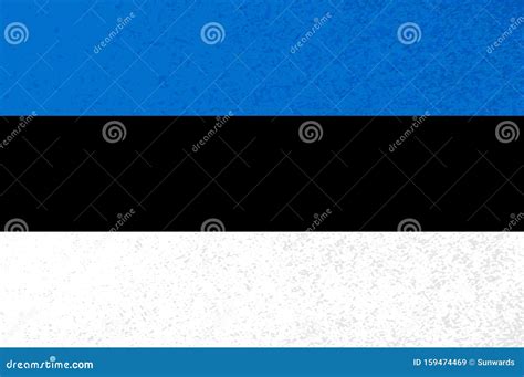 Estonian Flag With Tricolor Blue Black White Stripes Stock Vector