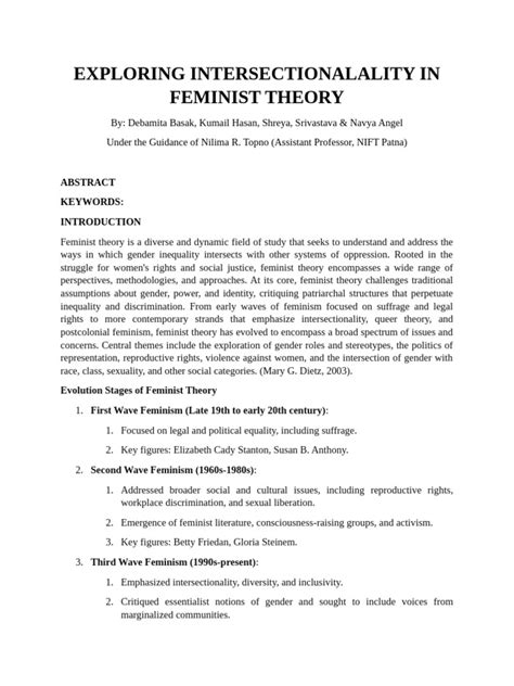 Exploring Intersectionalality In Feminist Theory Pdf