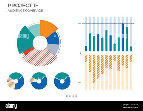 Coverage Audience Data Charts In Color Vector Elements Charts Stock
