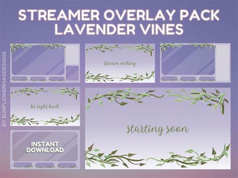 Animated Lavender Vines Streamer Overlay Package For Twitch Simple