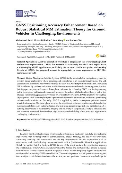 Pdf Gnss Positioning Accuracy Enhancement Based On Robust Statistical Mm Estimation Theory For