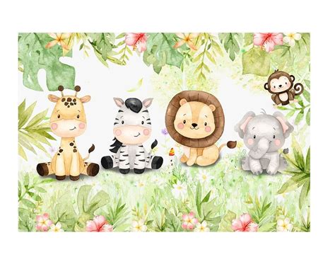 Fundo Fotográfico Tecido Sublimado Newborn 3d Safari Felicitá