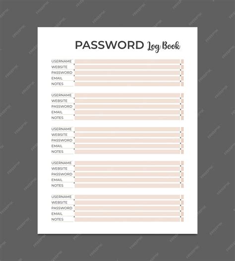 premium vector password tracker journal template and password log