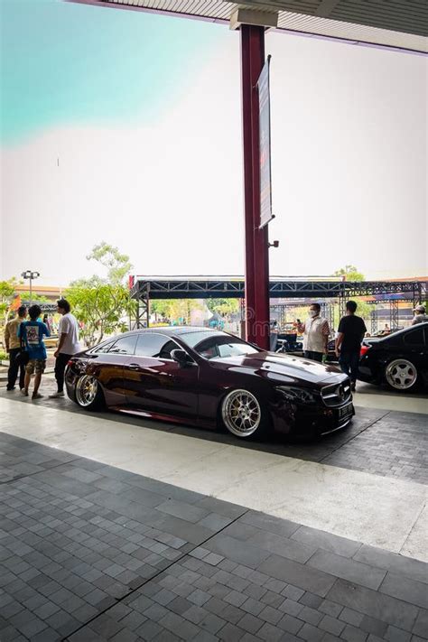 Modified Maroon Red Mercedes Benz E 300 Coupe At Car Modification Show Editorial Image Image