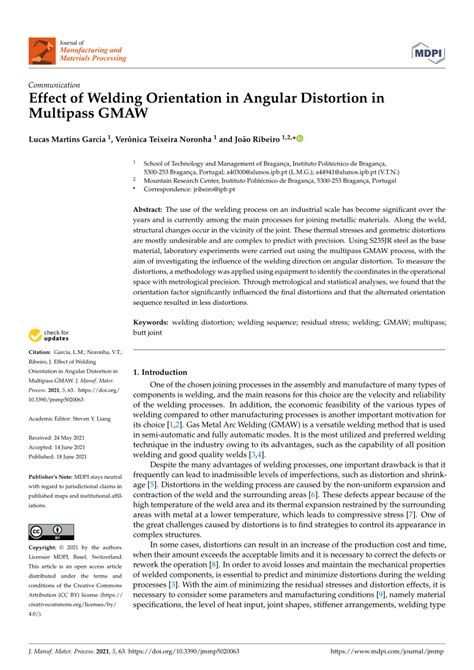 Pdf Effect Of Welding Orientation In Angular Distortion In Multipass Gmaw