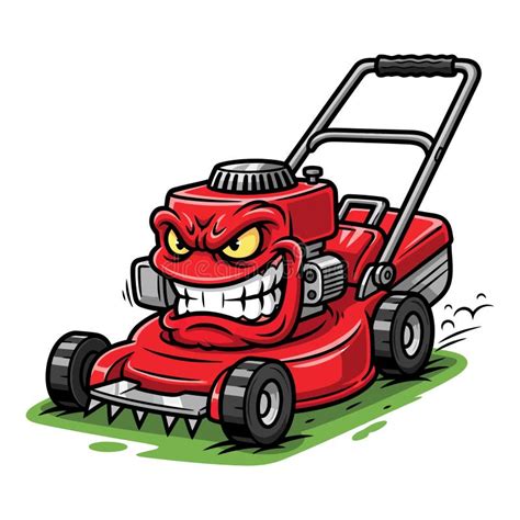 Cartoon Lawn Mower With Angry Face Stock Vector Illustration Of