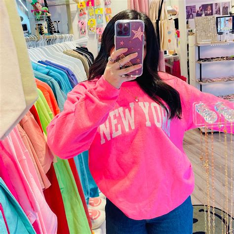 Hot Pink New York Crewneck Sweatshirt Cutandcropped