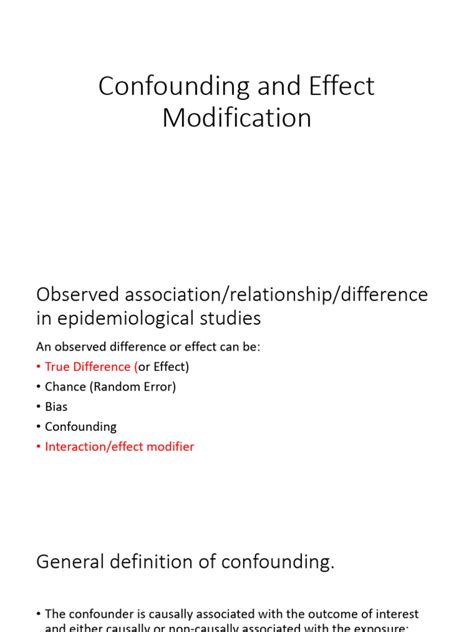 Confounder And Effect Modifier Prof Sami Day 5 Pdf Confounding