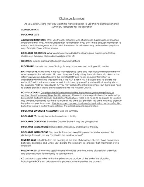 Free Printable Discharge Summary Templates Word Pdf Mental Health
