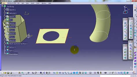 Surface In Catia Part 12 Boundary Extract Extrapolate Youtube