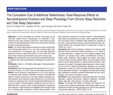 The Cumulative Cost Of Additional Wakefulness High Performance Routines