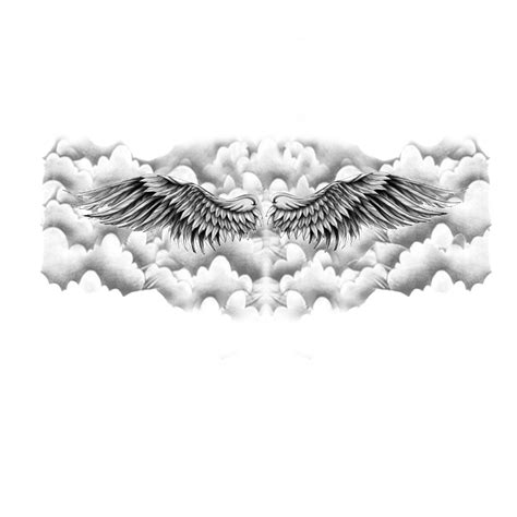Cloud And Wings Tattoo Stencil