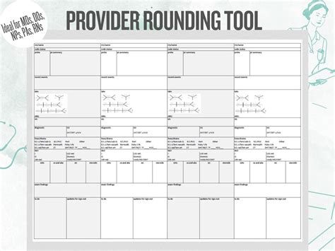 Provider Rounding Tool Vertical Layout For Physician Nurse Practitioner Physician Assistant