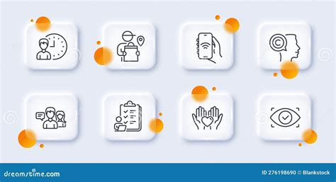 People Talking Delivery Man And Checklist Line Icons Pack For Web App