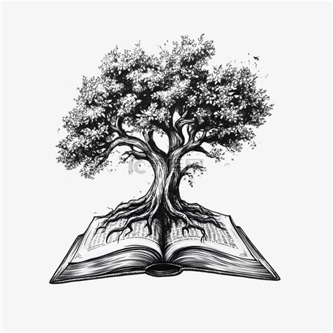 书上的橡树根纹身素材图片免费下载 千库网