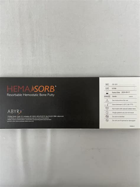 New Abyrx Os 201 Hema Sorb Absorbable Bone Hemostat Matrix Disposables General For Sale