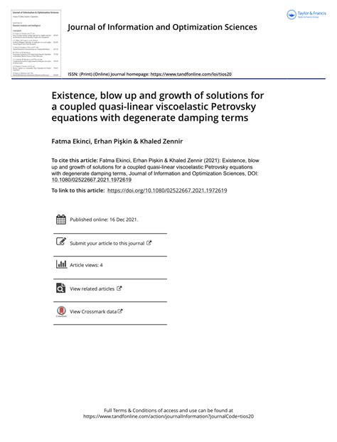 Pdf Existence Blow Up And Growth Of Solutions For A Coupled Quasi Linear Viscoelastic
