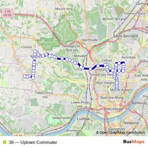 38 Uptown Commuter Bus Route Map And Schedule Cincinnati