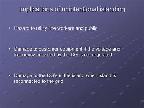 PPT DISTRIBUTED GENERATION ISLANDING IMPLICATIONS ON POWER SYSTEM DYNAMIC PERFORMANCE