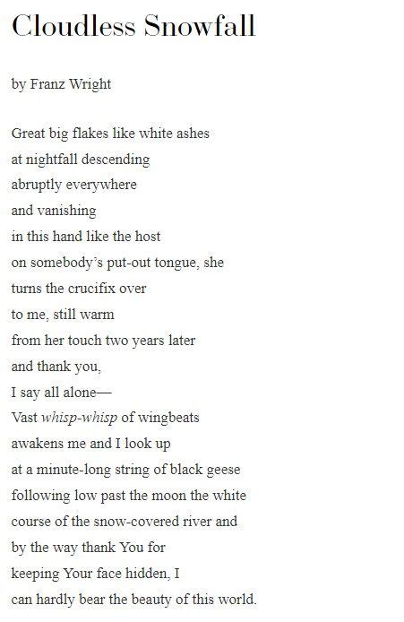 Franz Wright Writing Poetry Writing Inspiration Looking Up